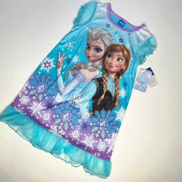 Disney | Pajamas | Frozen Nightgown Blue Purple Anna Elsa New | Poshmark